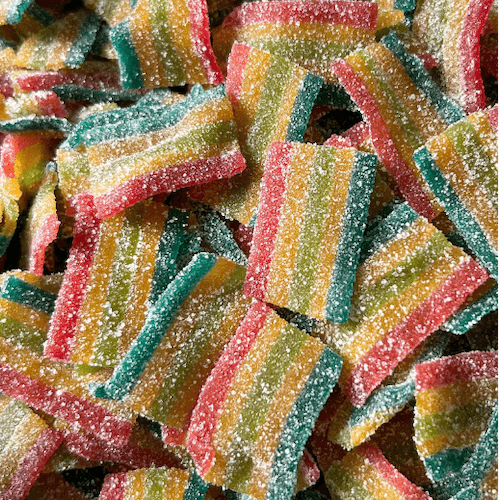 Rubans coupés arc-en-ciel – Bonbons Arômes